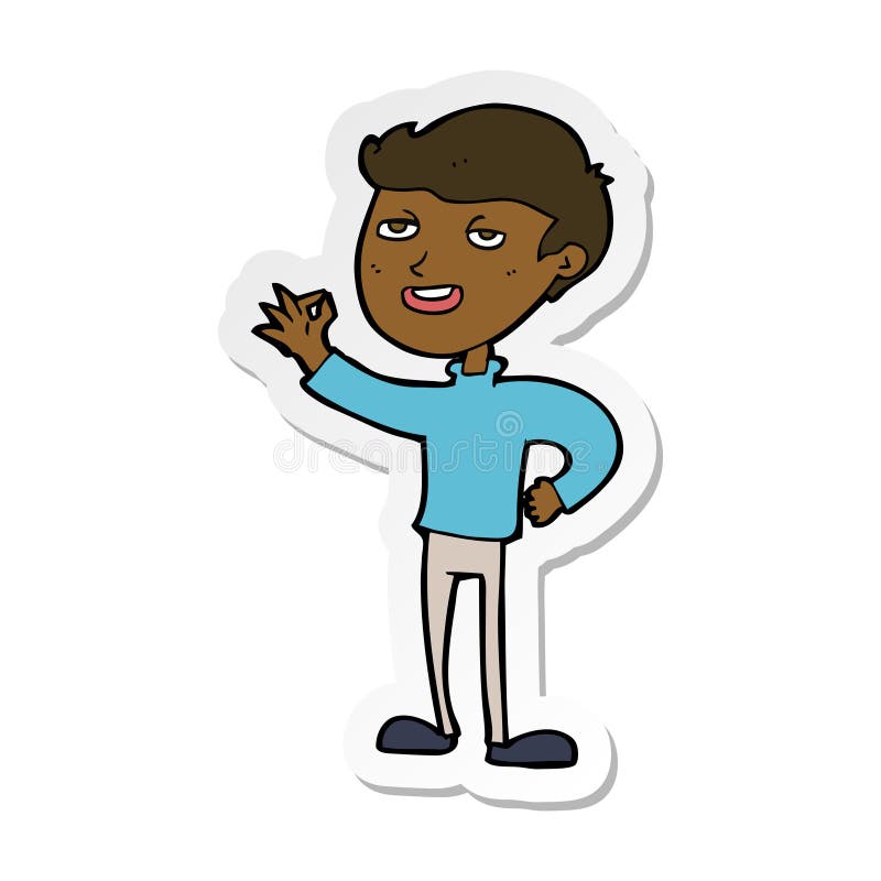 Sticker of a Cartoon Man Making Excellent Gesture Stock Vector ...