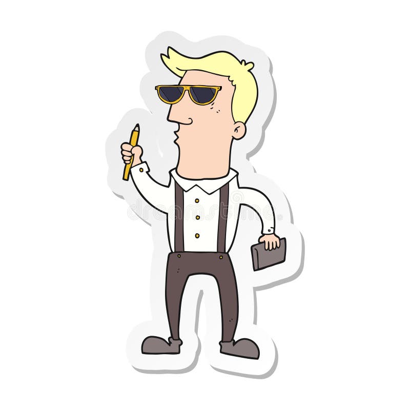 Sticker of a Cartoon Man with Notebook Stock Vector - Illustration of ...
