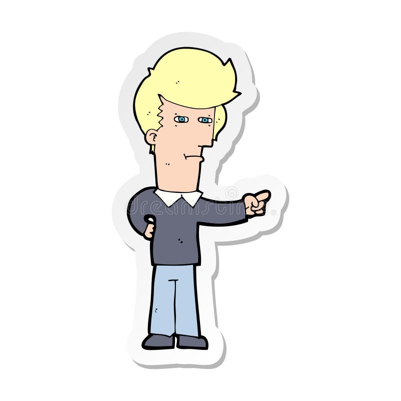 Sticker Man Male Boy Pointing Direction Cartoon Character Cheerful Clip ...
