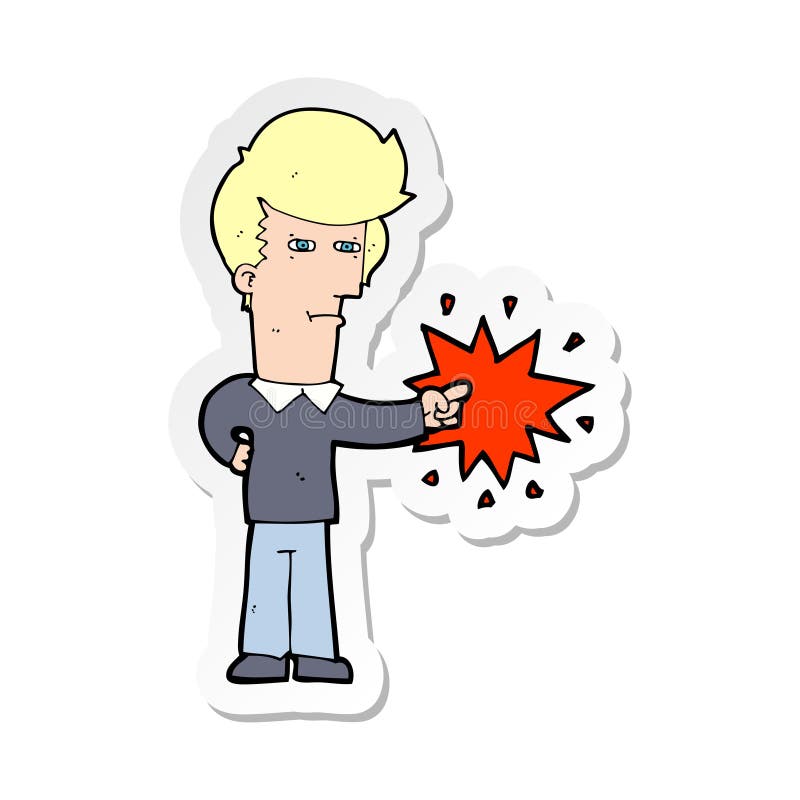 Sticker of a Cartoon Man Pointing Stock Vector - Illustration of symbol ...
