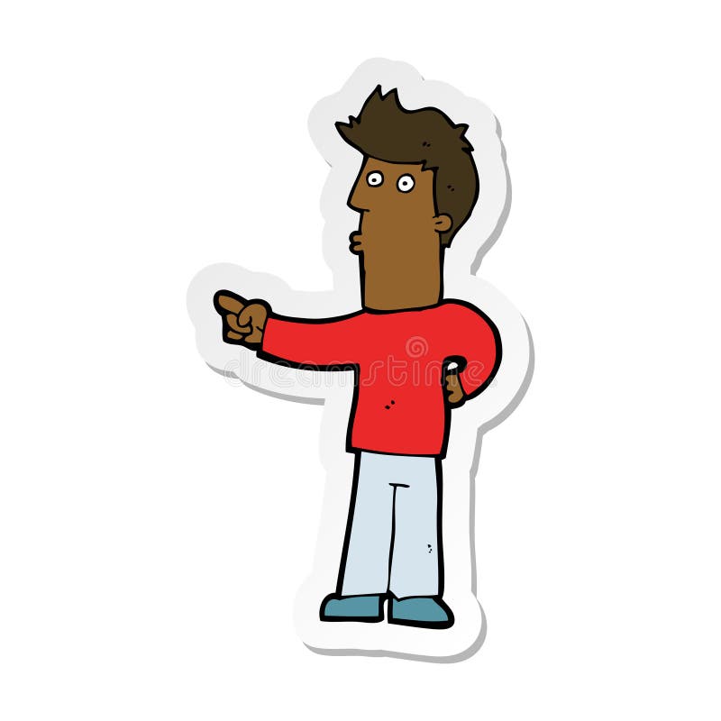 Sticker of a Cartoon Man Pointing Stock Vector - Illustration of line ...
