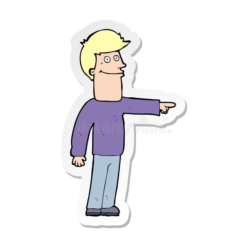 Sticker of a Cartoon Man Pointing Stock Vector - Illustration of ...