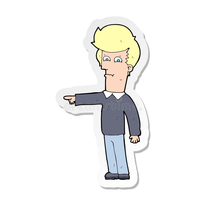 Sticker of a Cartoon Man Pointing Stock Vector - Illustration of ...