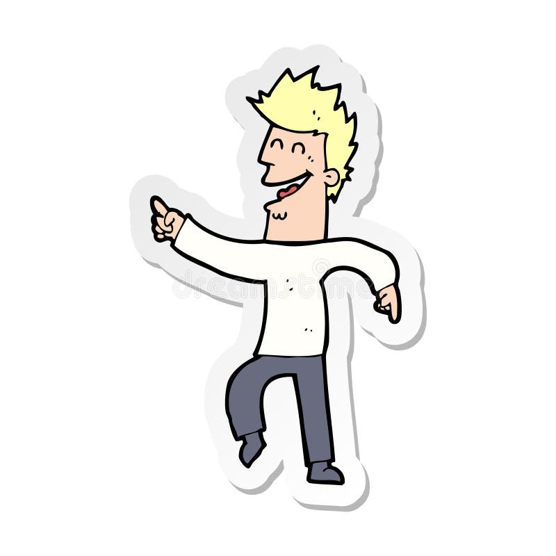 Sticker of a Cartoon Man Pointing and Laughing Stock Vector ...