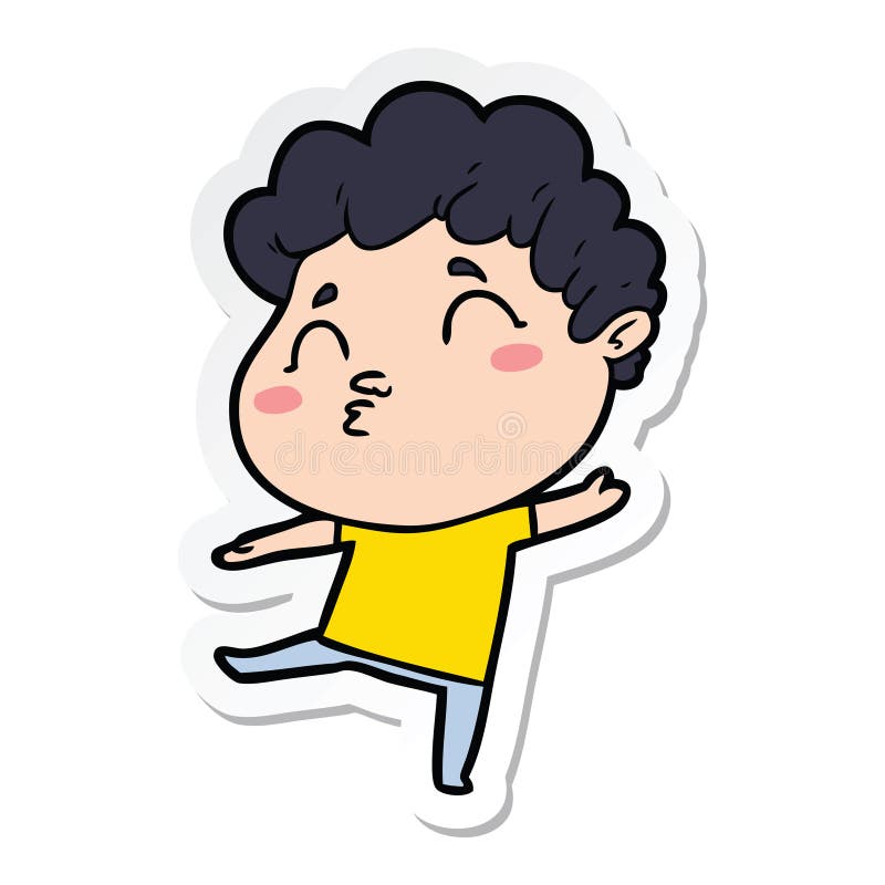 Man Male Pose Pouting Cartoon Sticker Stick Icon Decal Label Drawing ...
