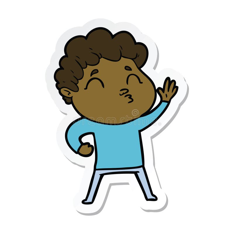 Man Male Pose Pouting Cartoon Sticker Stick Icon Decal Label Drawing ...