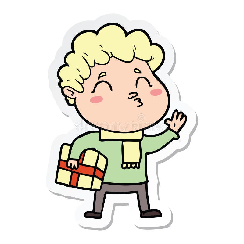 Man Male Pose Pouting Cartoon Sticker Stick Icon Decal Label Drawing ...