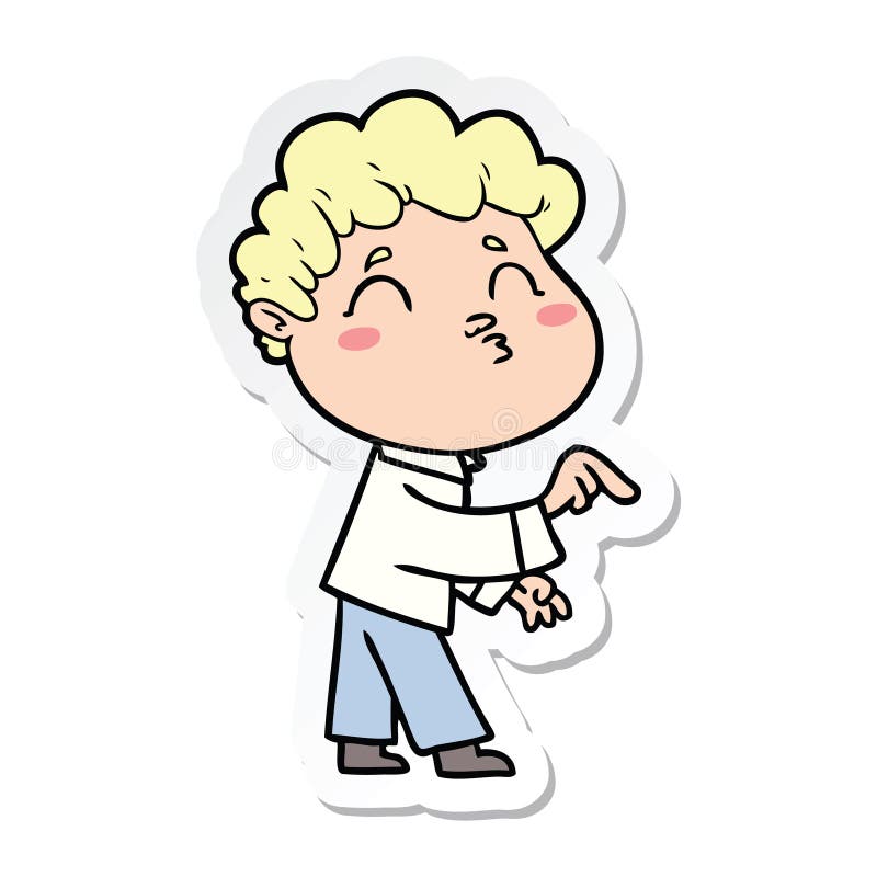 Man Male Pose Pouting Cartoon Sticker Stick Icon Decal Label Drawing ...