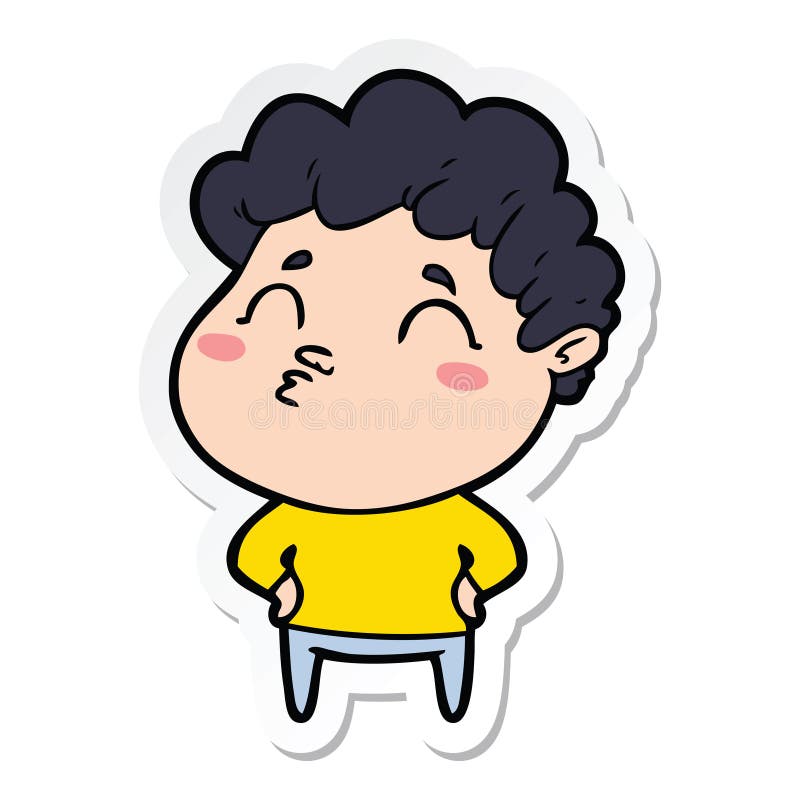 Sticker of a Cartoon Man Pouting Stock Vector - Illustration of pouting ...
