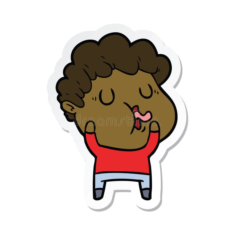 Sticker of a Cartoon Man Pulling Face Stock Vector - Illustration of ...