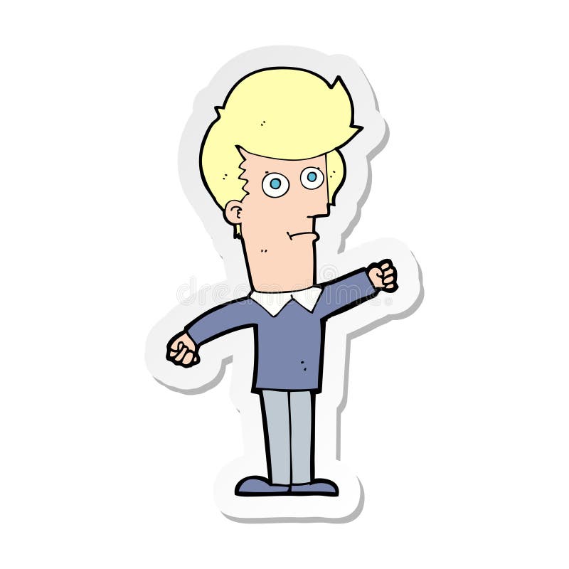 Sticker of a Cartoon Man Punching Stock Vector - Illustration of ...