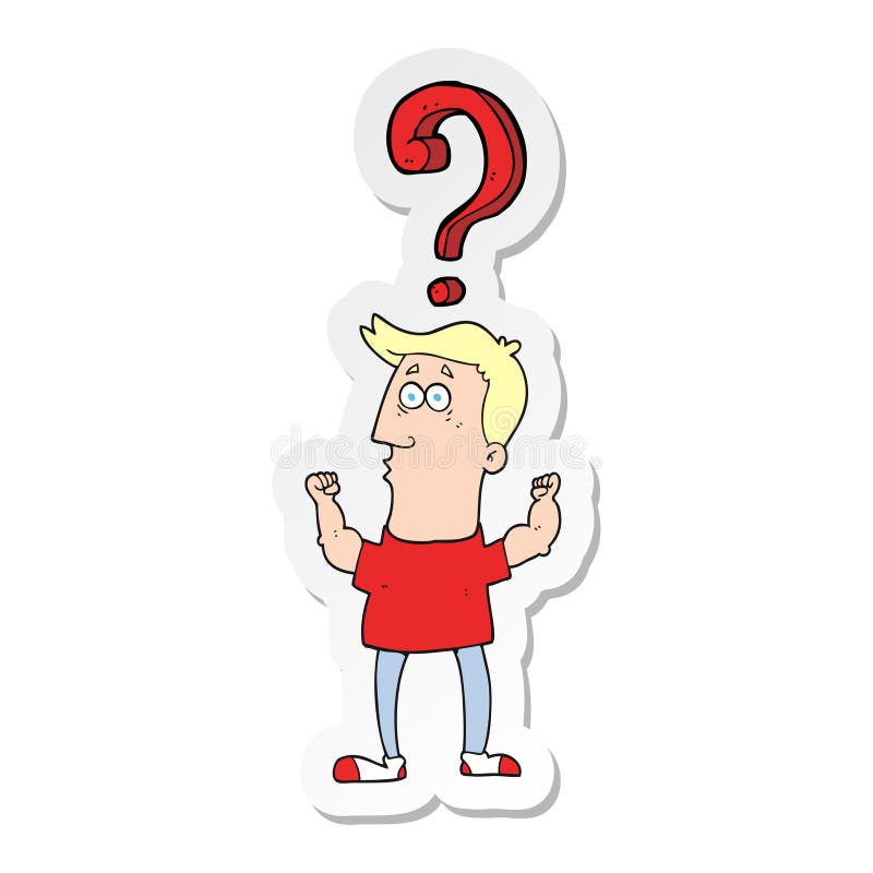 Sticker of a Cartoon Man with Question Stock Vector - Illustration of ...