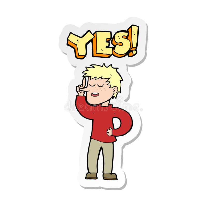 Sticker of a Cartoon Man Saying Yes Stock Vector - Illustration of ...