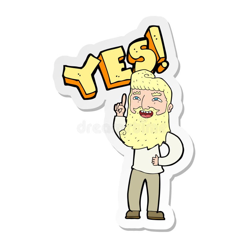 Sticker of a Cartoon Man Shouting YES Stock Vector - Illustration of ...