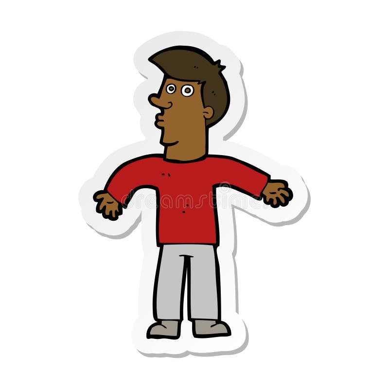 Sticker of a Cartoon Man Shrugging Shoulders Stock Vector ...