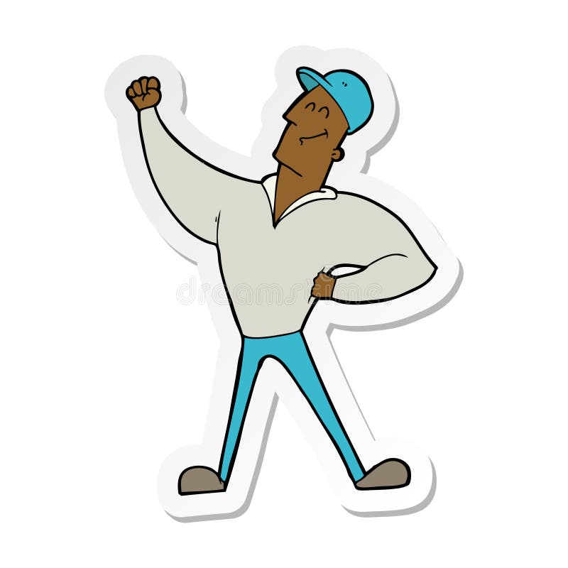 Cartoon Man Striking Heroic Pose with Speech Bubble Stock Illustration ...