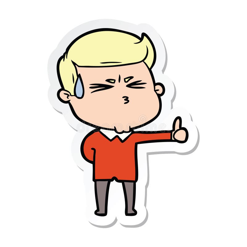 Sticker of a Cartoon Man Sweating Stock Vector - Illustration of ...