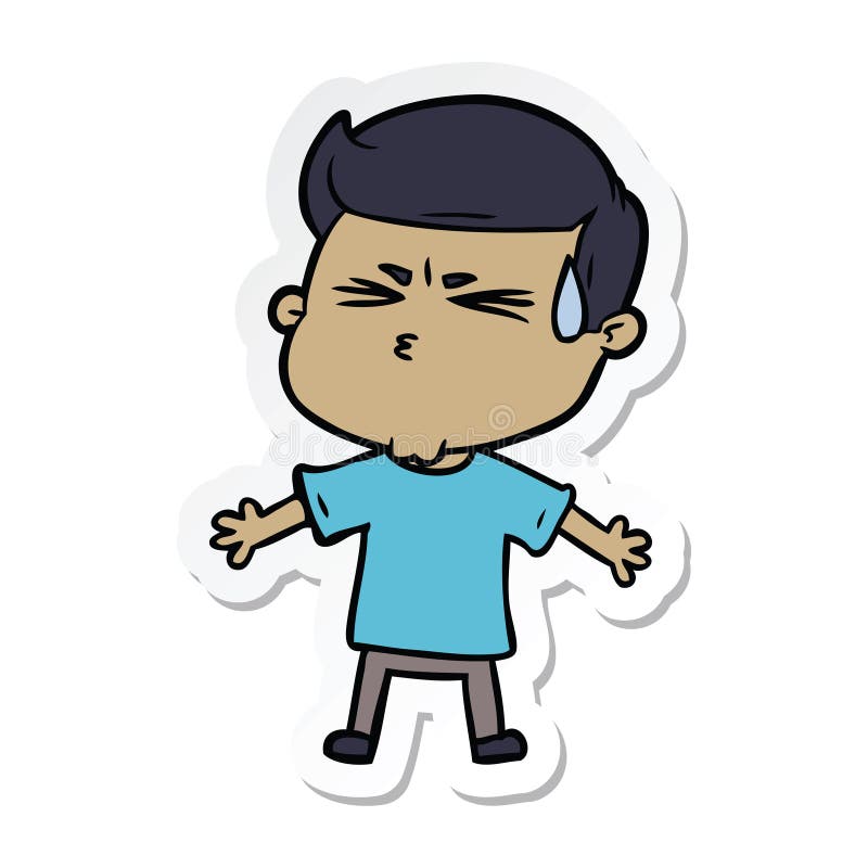Sticker of a Cartoon Man Sweating Stock Vector - Illustration of ...