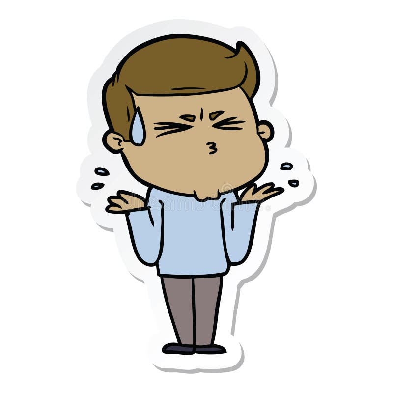 Sticker of a Cartoon Man Sweating Stock Vector - Illustration of ...