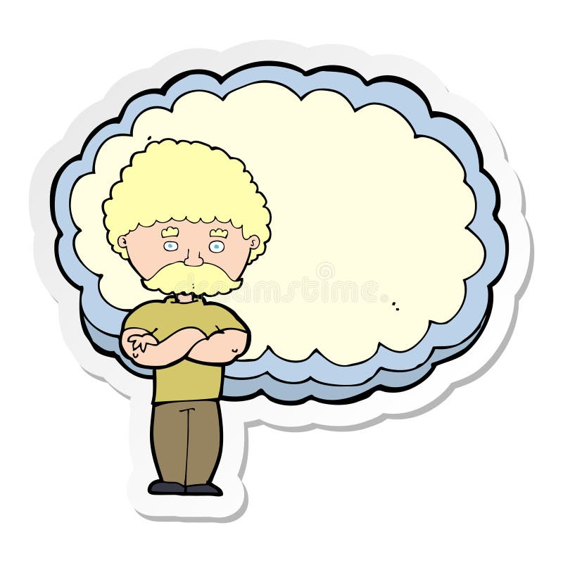 Sticker of a Cartoon Man with Text Space Cloud Stock Vector ...