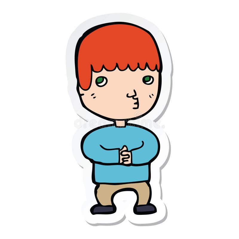 Sticker of a Cartoon Man Thinking Stock Vector - Illustration of hand ...