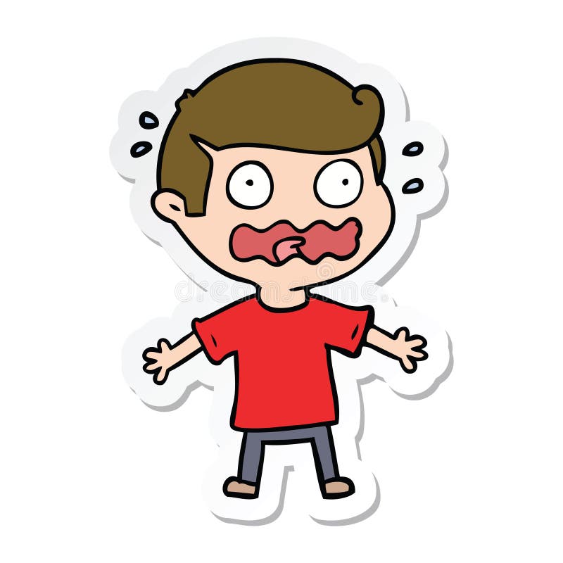 Sticker of a Cartoon Man Totally Stressed Out Stock Vector ...
