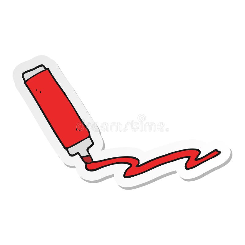 Sticker of a Cartoon Marker Pen Stock Vector - Illustration of hand ...