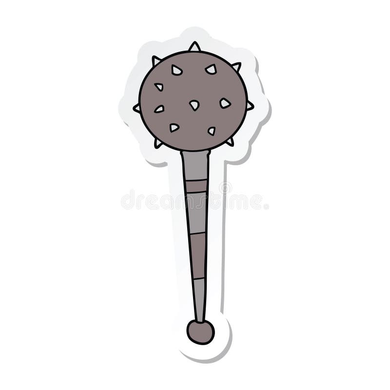 Sticker of a Cartoon Medieval Mace Stock Vector - Illustration of label ...