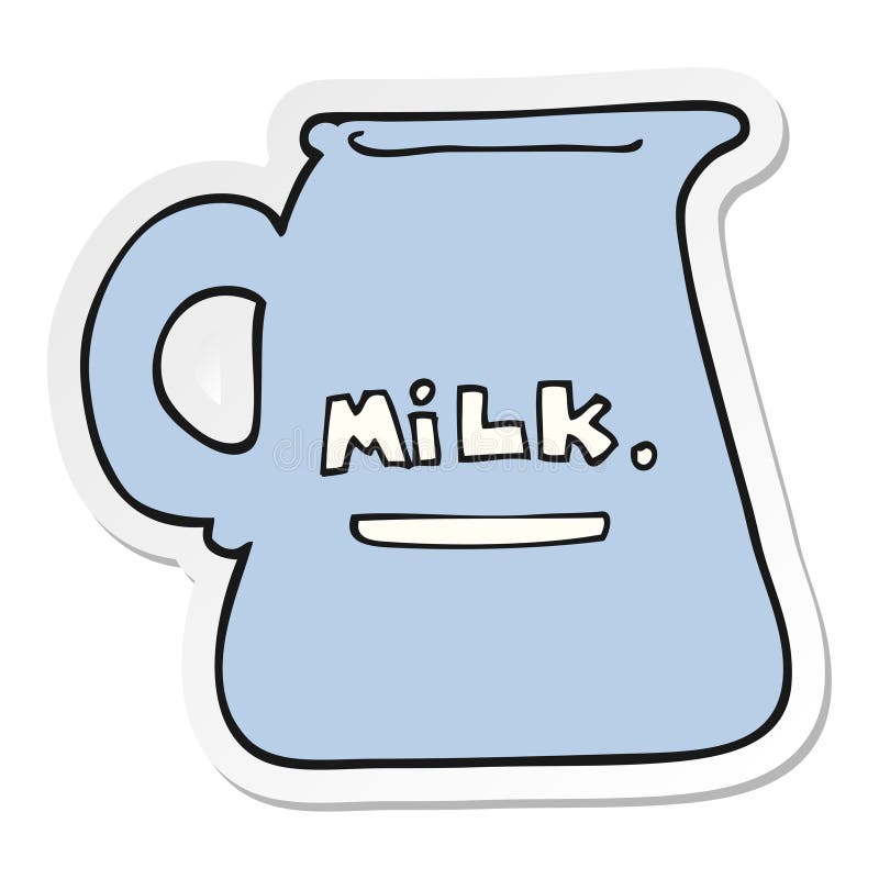 Sticker of a Cartoon Milk Jug Stock Vector - Illustration of freehand ...