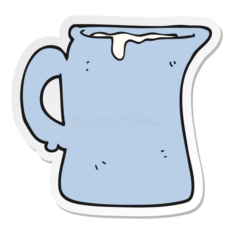 Sticker of a Cartoon Milk Jug Stock Vector - Illustration of handdrawn ...
