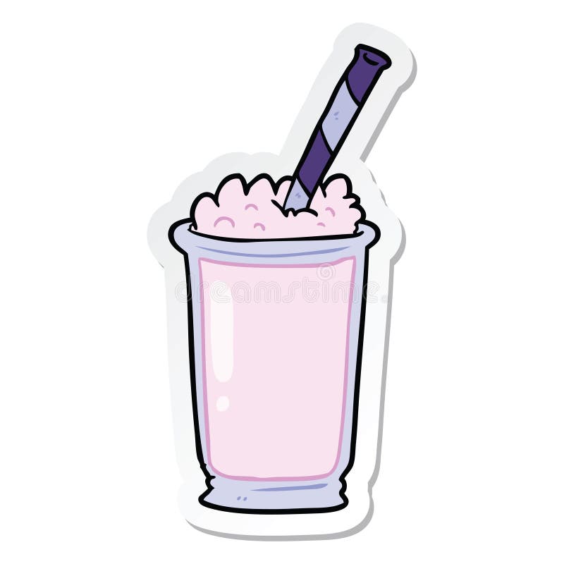 Milkshake Shake Straw Smoothie Slurpee Slush Iced Cute Cartoon Sticker ...