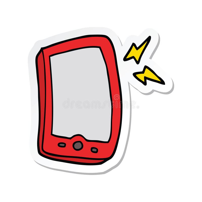 Sticker of a Cartoon Mobile Phone Stock Vector - Illustration of doodle ...