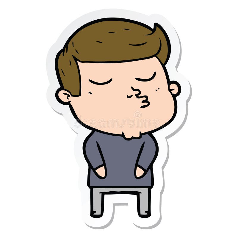 Sticker of a Cartoon Model Guy Pouting Stock Vector - Illustration of ...