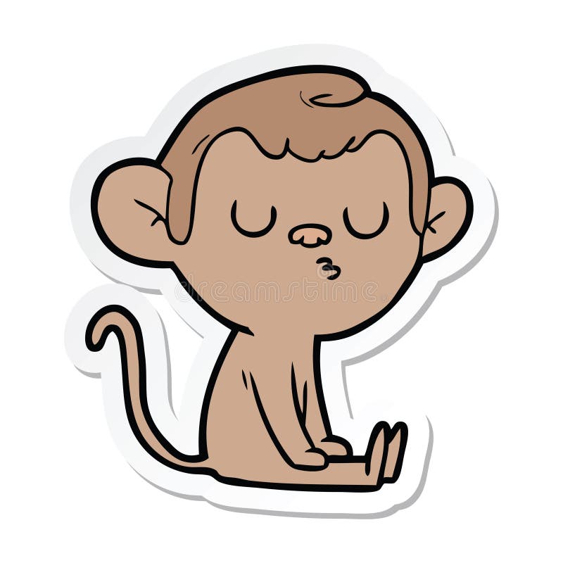 Sticker of a Cartoon Monkey Stock Vector - Illustration of freehand ...