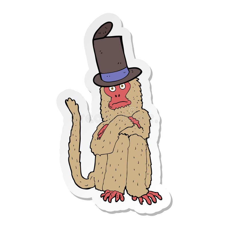 Sticker Animals Monkey Zoo Unhappy Sitting Sad Cartoon Character Cute ...