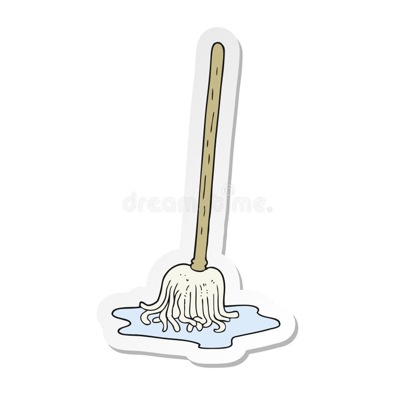 Sticker of a cartoon mop stock vector. Illustration of symbol - 150405015
