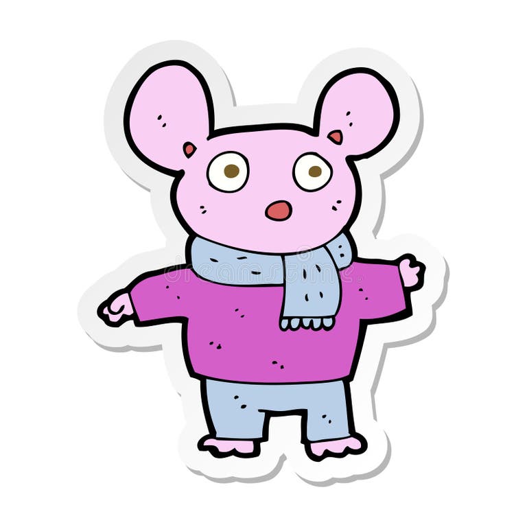 Sticker of a Cartoon Mouse in Clothes Stock Vector - Illustration of ...