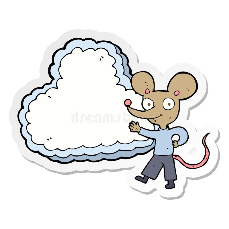 Sticker of a Cartoon Mouse with Cloud Text Space Stock Vector ...