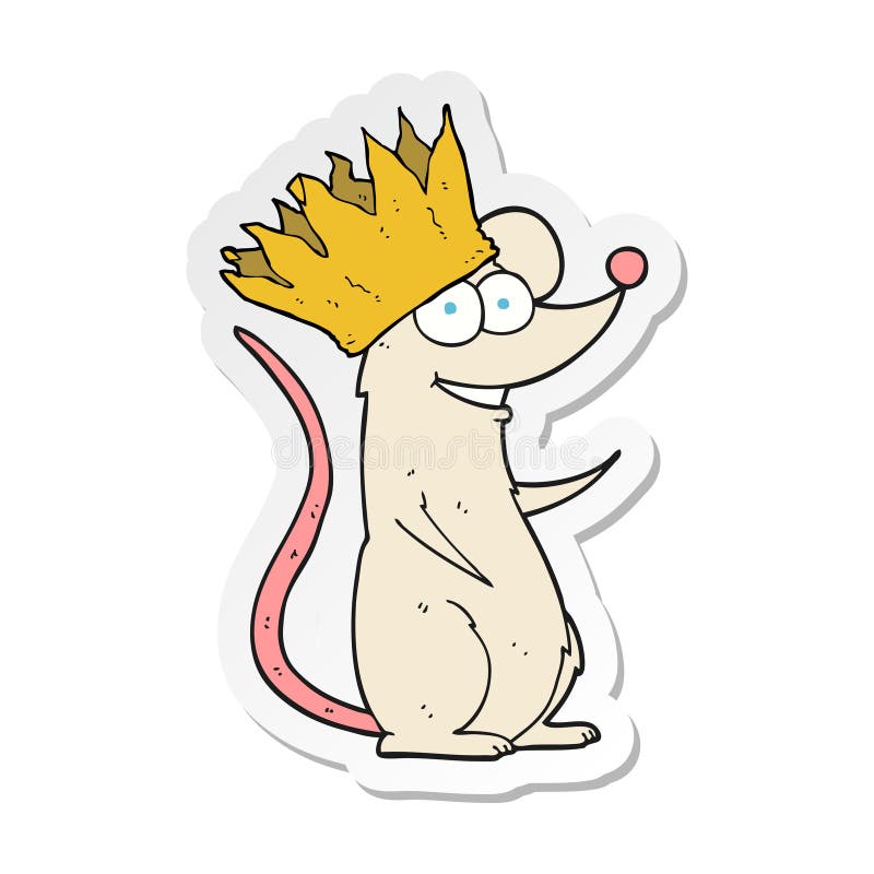 Sticker of a Cartoon Mouse Wearing Crown Stock Vector - Illustration of ...