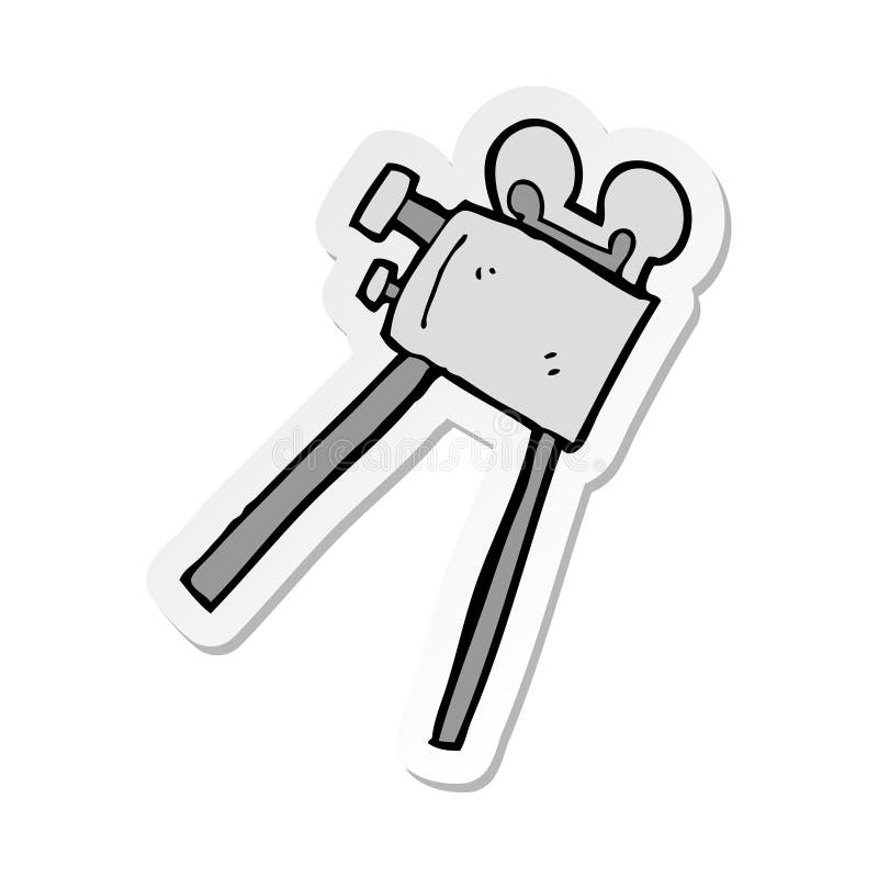 Sticker of a Cartoon Movie Camera Stock Vector - Illustration of clip ...