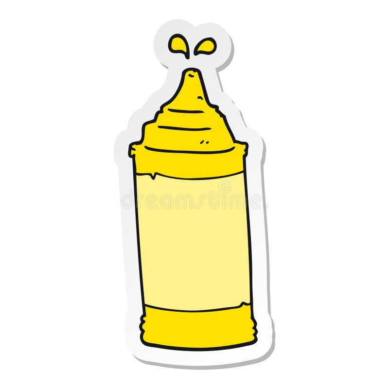 Sticker of a Cartoon Mustard Bottle Stock Vector - Illustration of icon ...