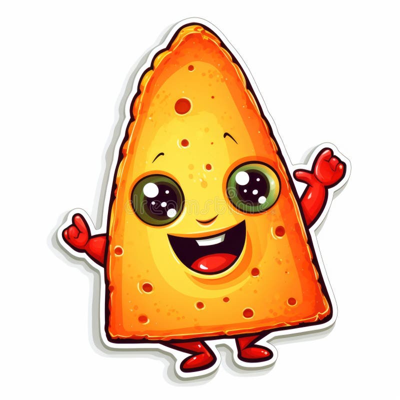A Sticker of a Cartoon Nacho. Stock Illustration - Illustration of ...