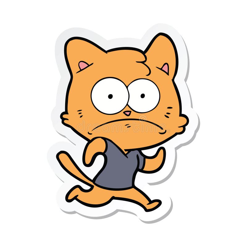 Sticker of a Cartoon Nervous Cat Stock Vector - Illustration of kitten ...