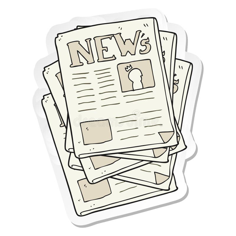 Sticker of a Cartoon Newspaper Stock Vector - Illustration of clip ...