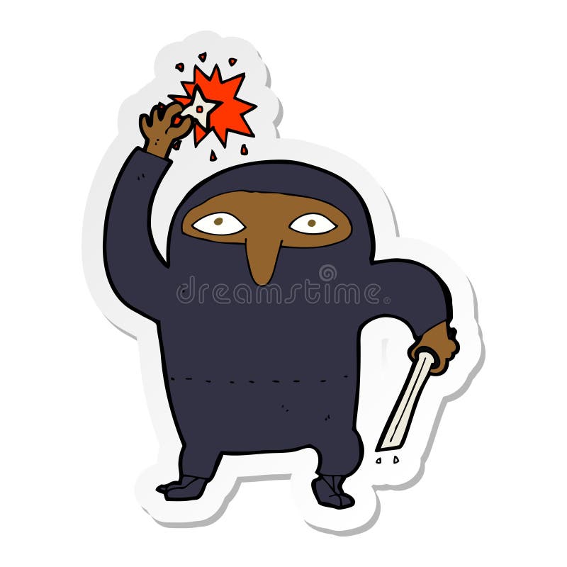 Sticker of a cartoon ninja stock vector. Illustration of quirky - 147725708