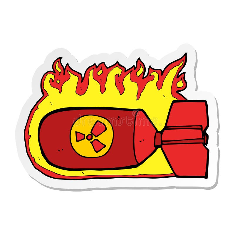 Sticker of a Cartoon Nuclear Bomb Stock Vector - Illustration of atom ...