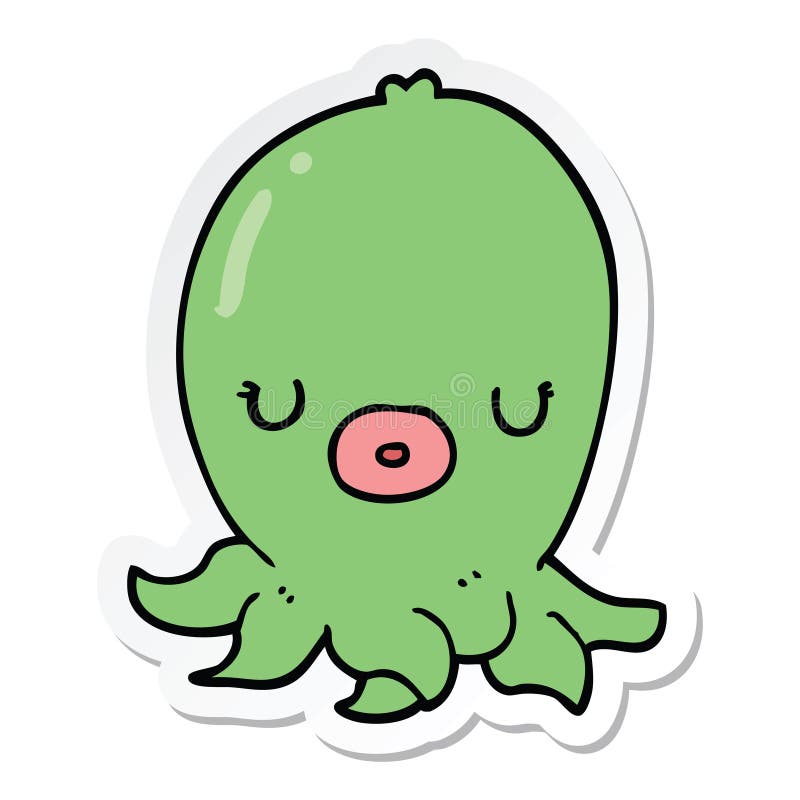 Sticker of a Cartoon Octopus Stock Vector - Illustration of label, hand ...