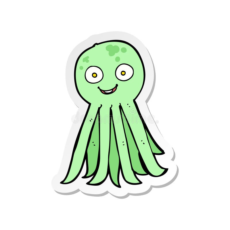 Sticker of a Cartoon Octopus Stock Vector - Illustration of quirky ...
