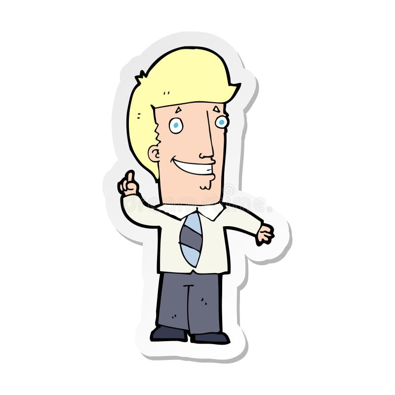 Sticker of a Cartoon Office Man with Idea Stock Vector - Illustration ...