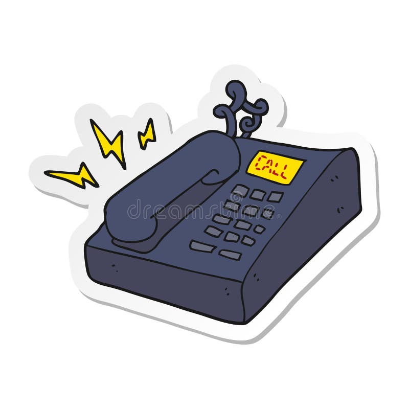 Sticker of a Cartoon Office Telephone Stock Vector - Illustration of ...